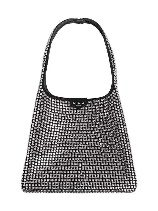 Alaïa Small Studded Suede Hobo Bag - Black