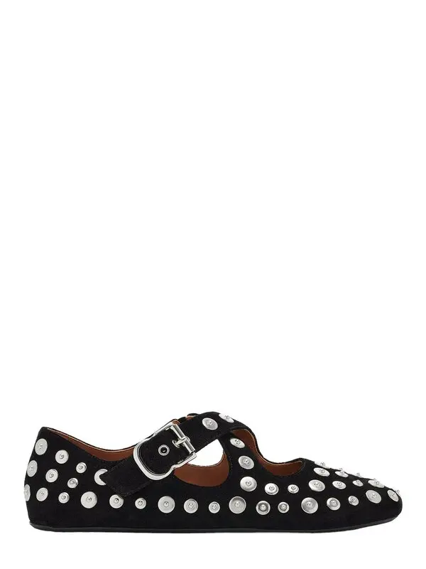 Alaïa Criss-cross Studded Suede Flats - Black