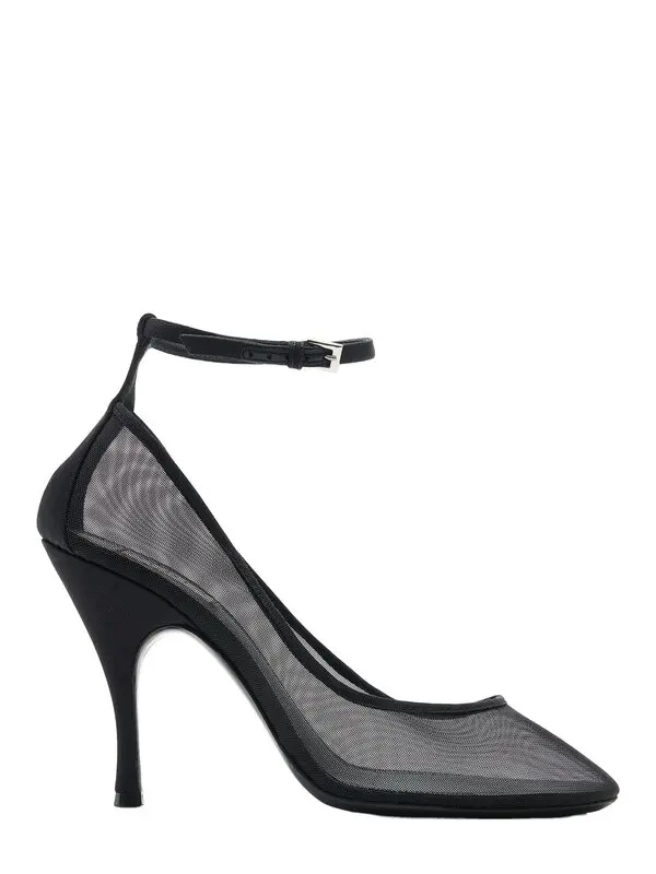 Alaïa Sheer Tulle Pumps With Ankle Strap - Black