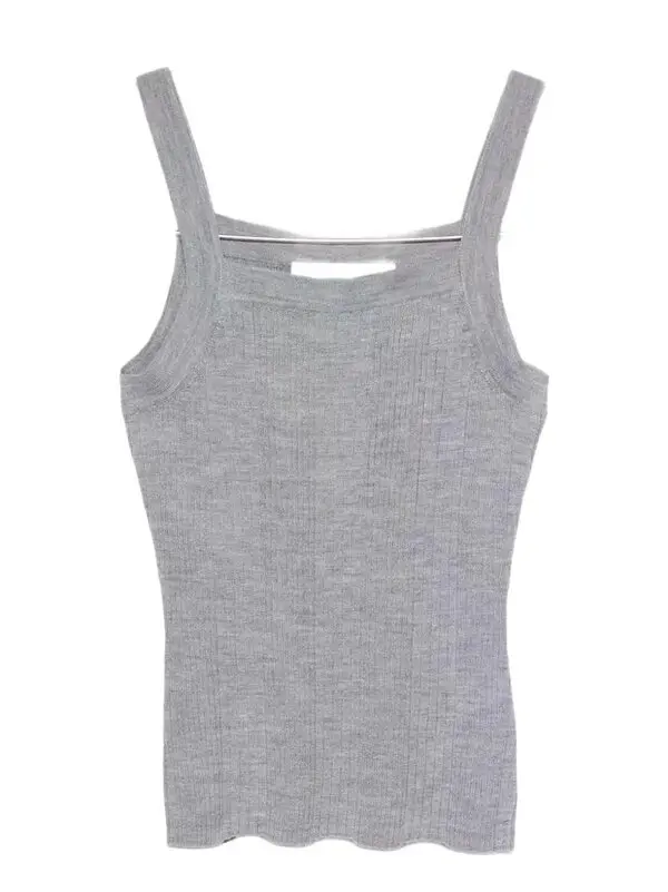 EMERSON RENALDI Ribbed-knit Square-neck Vest - Grey