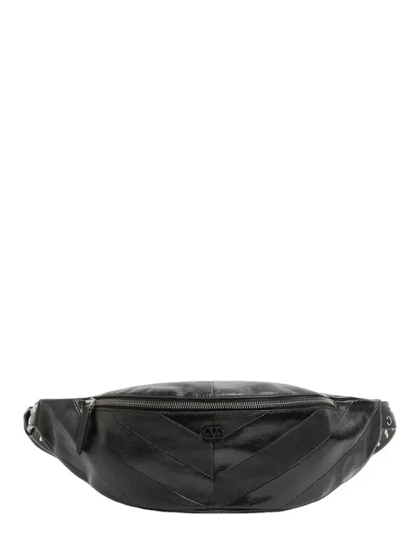 Valentino Garavani Jean Waist Bag In Patchwork Nappa Leather - Black