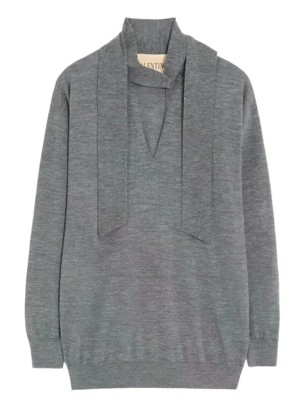 Valentino Garavani Vlogo Detail High Neck Sweater - Grey