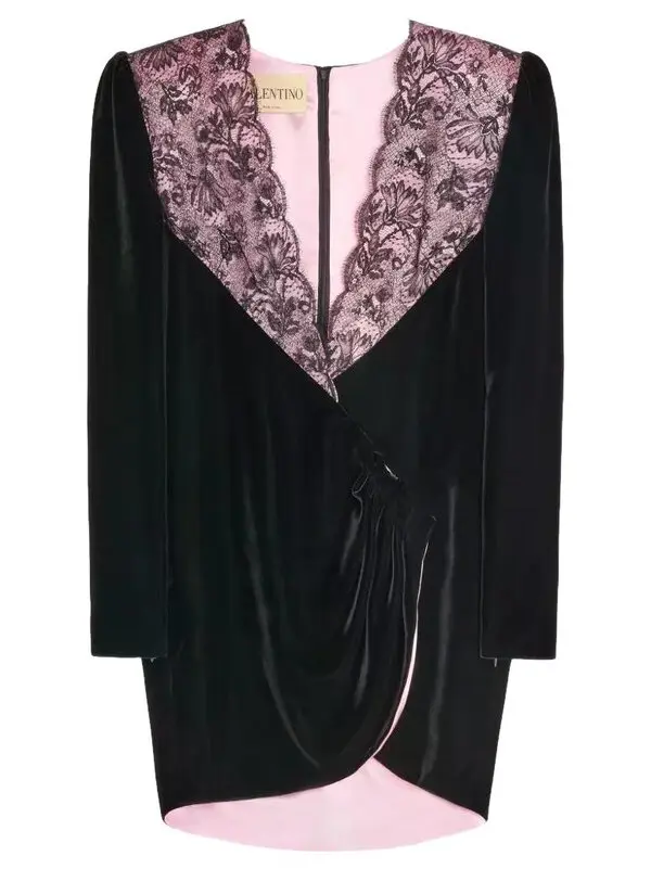 Valentino Garavani Velvet Lace Mini Dress - Black