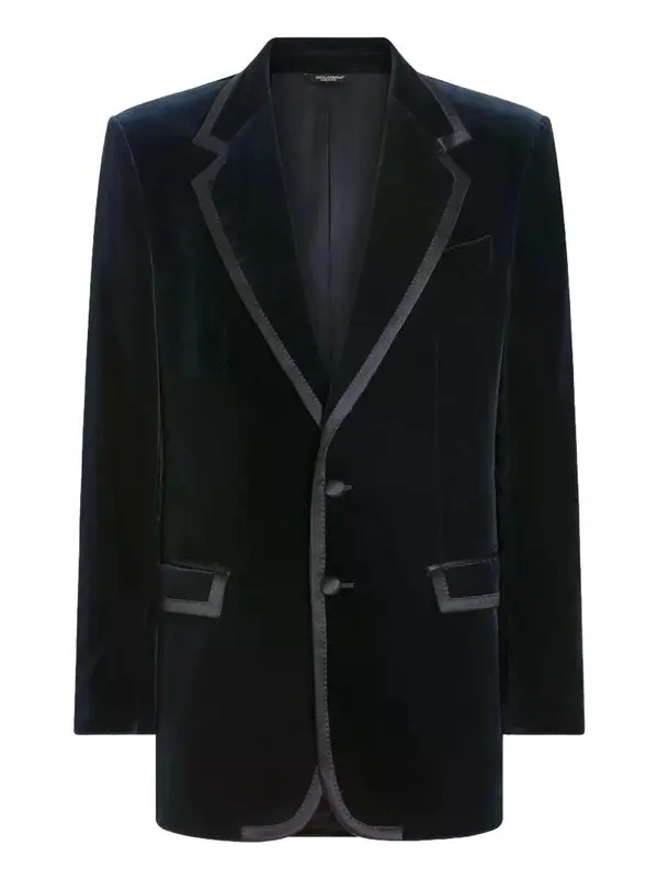 Dolce & Gabbana Sicilia Single-breasted Tuxedo Jacket In Velvet - Blue