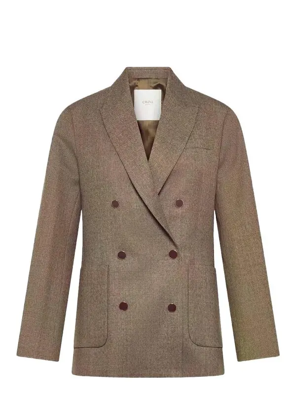 CRUNA Zoe Double-breasted Blazer - Brown