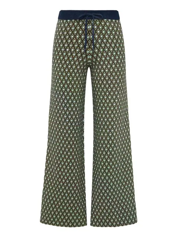 The Upside Viva Geometric-pattern Knit Trousers - Green