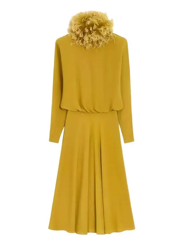 Valentino Garavani Feather-trim Georgette Midi Dress - Yellow