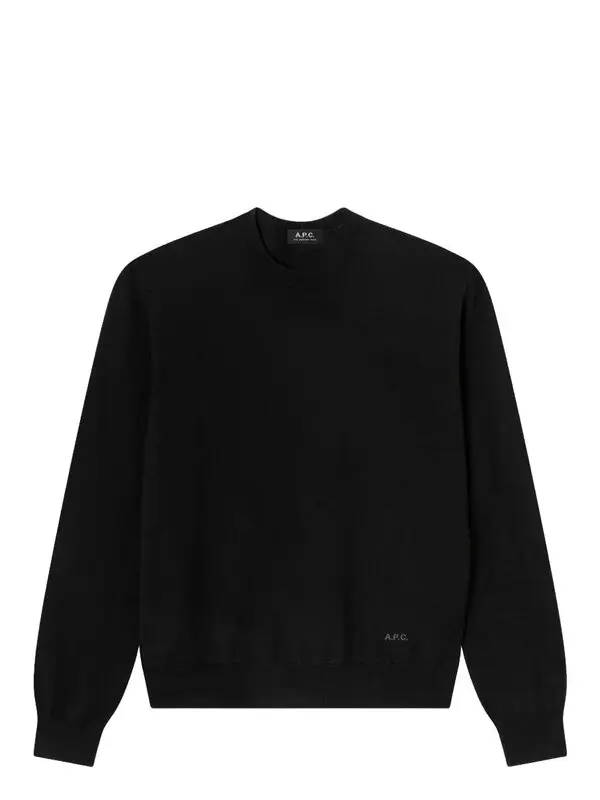 A.p.c. Logo-print Crew-neck Wool Sweater - Black