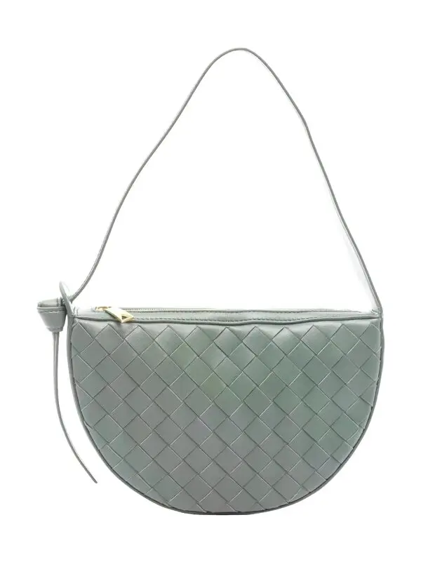 Bottega Veneta Mini Leather Intrecciato Sunrise Hobo Shoulder Bag - Green