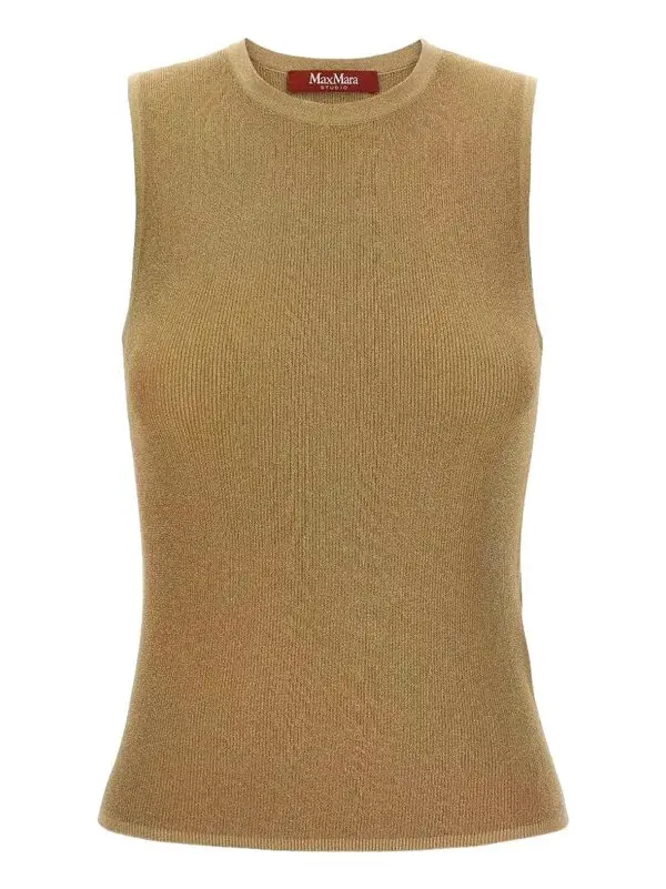 Max Mara Ribbed Metallic-finish Sleeveless Top - Gold