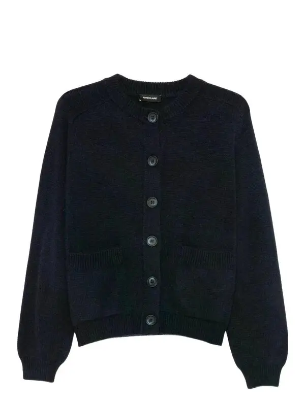 ANNE CLAIRE Button-up Cardigan With Patch Pockets - Blue