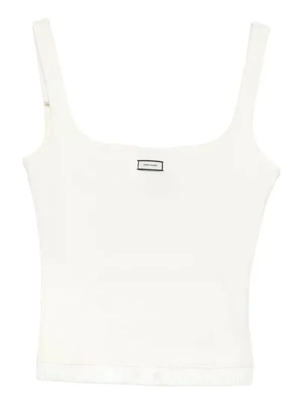 ENTIRE STUDIOS Ribbed Logo Patch Square Neck Top - Neutrals