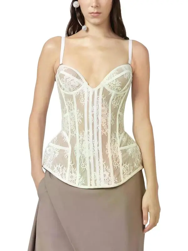 Giuseppe Di Morabito Lace Overlay Panelled Corset Top - Neutrals