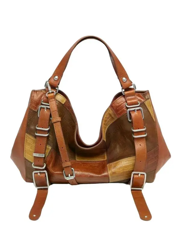 DIESEL® D-one Medium Top-handle Bag In Patchwork Leather - Brown