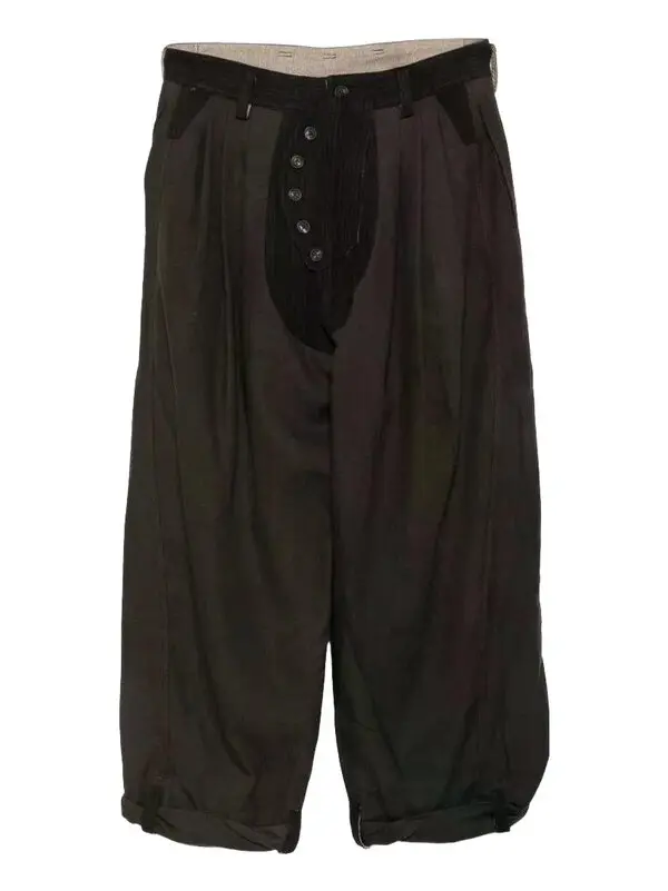 ZIGGY CHEN Herringbone Pattern Panelled Trousers - Black