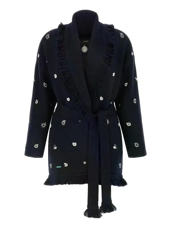 Alanui Bandana Jacquard Belted Cardigan - Blue