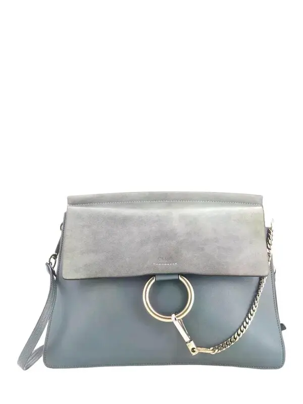 Chloé Faye Leather And Suede Medium Shoulder Bag - Blue