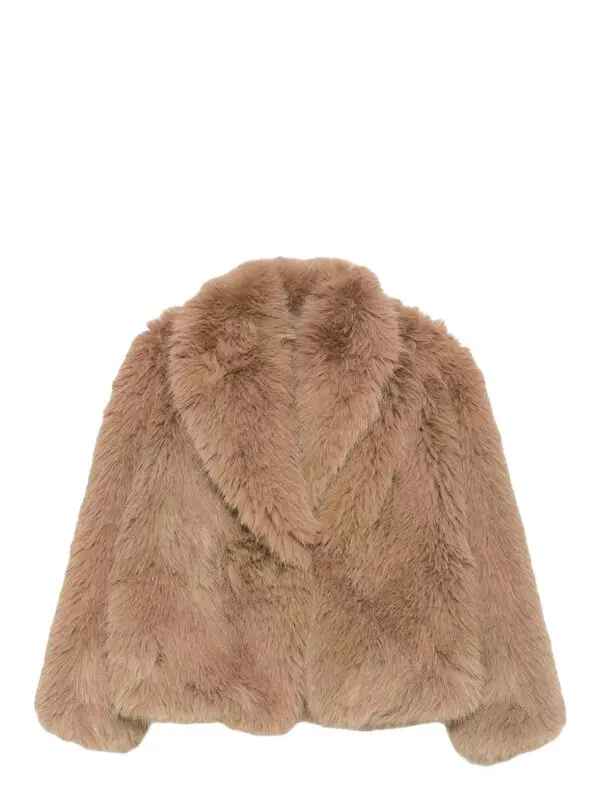 DONDUP Faux Fur Jacket With Notched Lapels - Neutrals