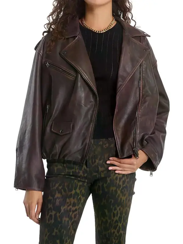 ALLSAINTS Samina Leather Biker Jacket - Red