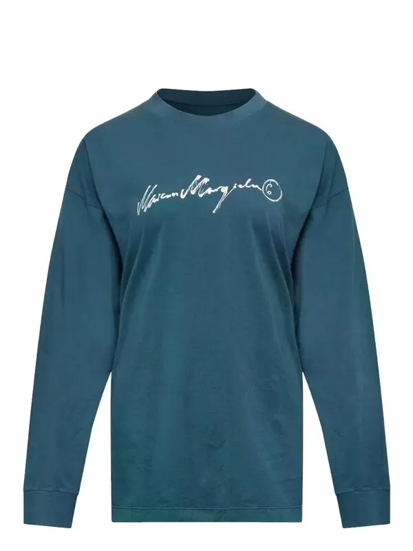 MAISON MARGIELA Long Sleeve T-shirt With Handwritten Print - Blue
