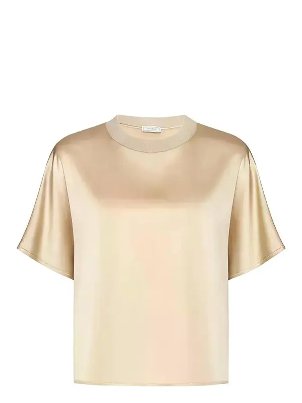 Peserico Satin Kimono-sleeve Blouse - Neutrals
