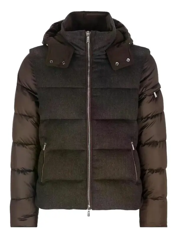MOORER Hooded Quilted Jacket - Brown