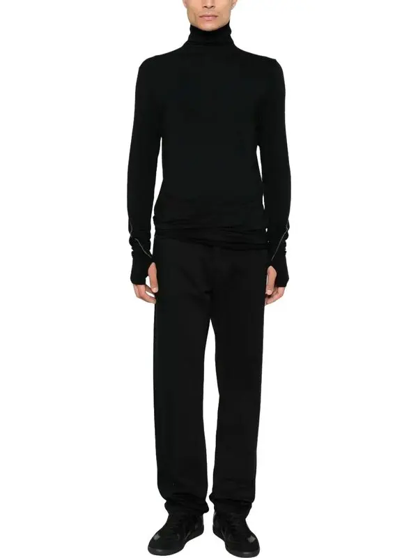 THOM KROM Contrast Stitch High Neck Sweater - Black