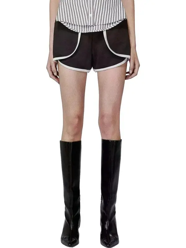 SRVC STUDIO Origami Contrast-binding Shorts - Brown