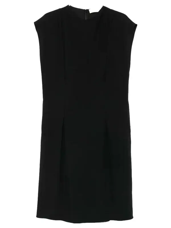 LANVIN Pleated Midi Dress With Bow Detail - Black