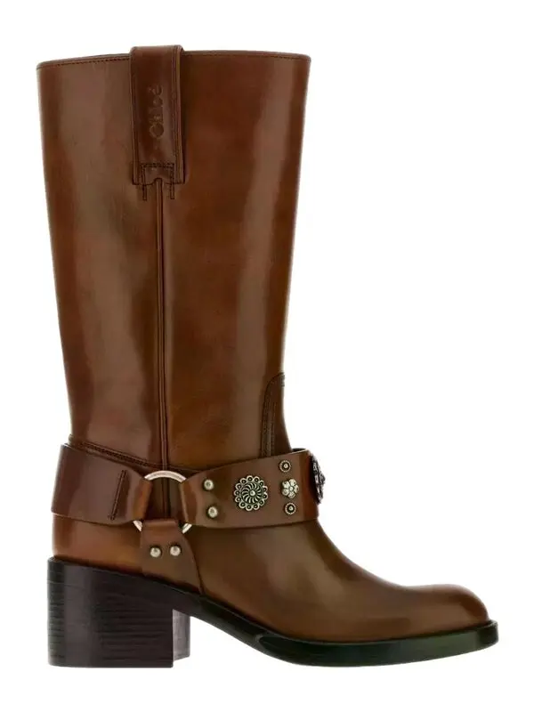 Chloé Dakota Studded Leather Boots - Brown