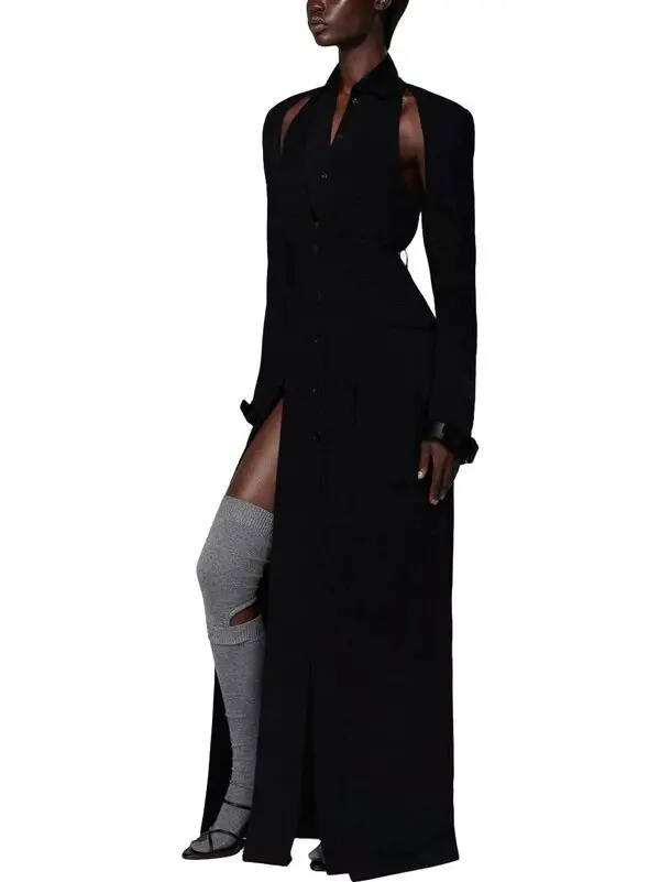 SRVC STUDIO Serpentine Shoulder Cut-out Coat - Black