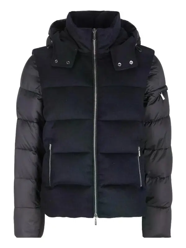 MOORER Quilted Hooded Jacket - Blue