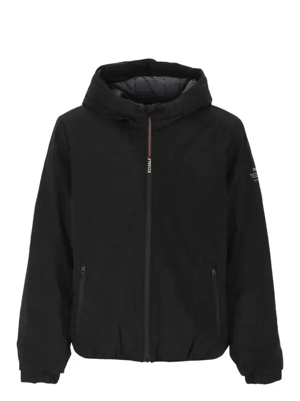 ECOALF Cartes Hooded Logo-print Jacket - Black