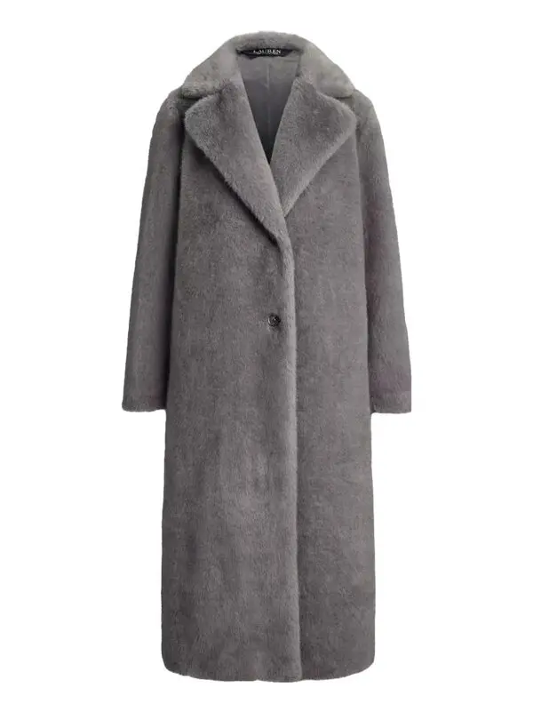 Ralph Lauren Faux Fur Notched Lapel Coat - Grey