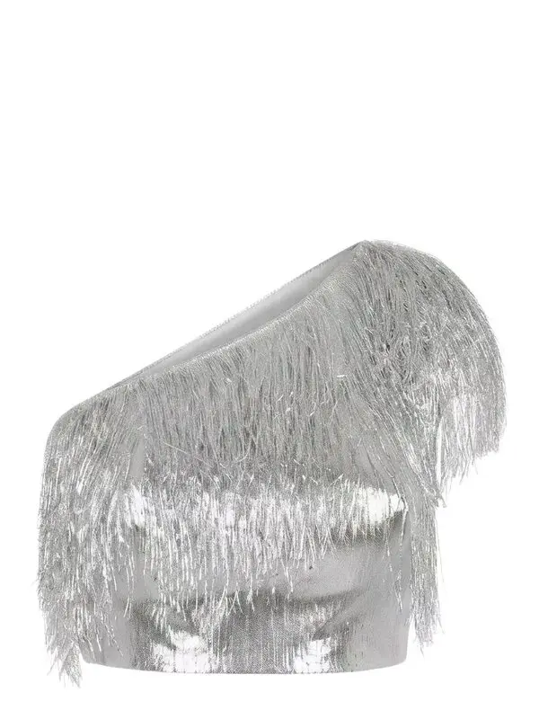 GEMY MAALOUF One-shoulder Fringe Top - Silver