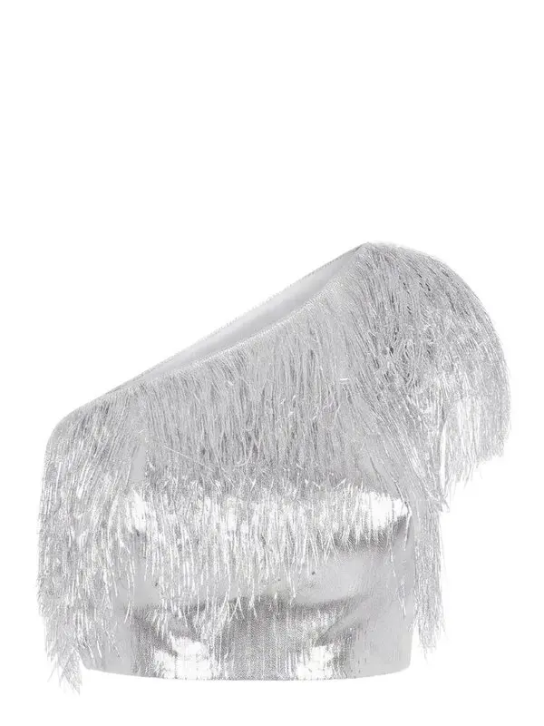 GEMY MAALOUF One-shoulder Fringe Top - Silver