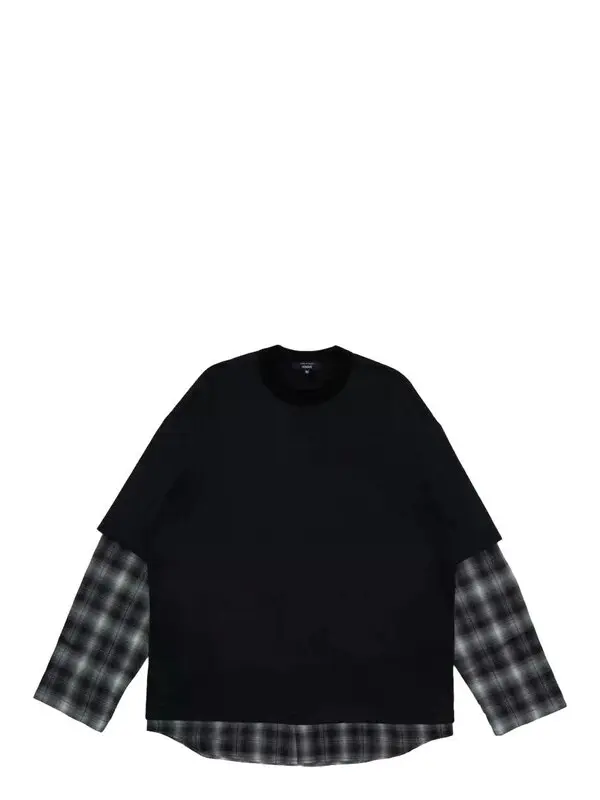 Comme Des Garçons Layered Check-print Crew Neck Sweater - Black