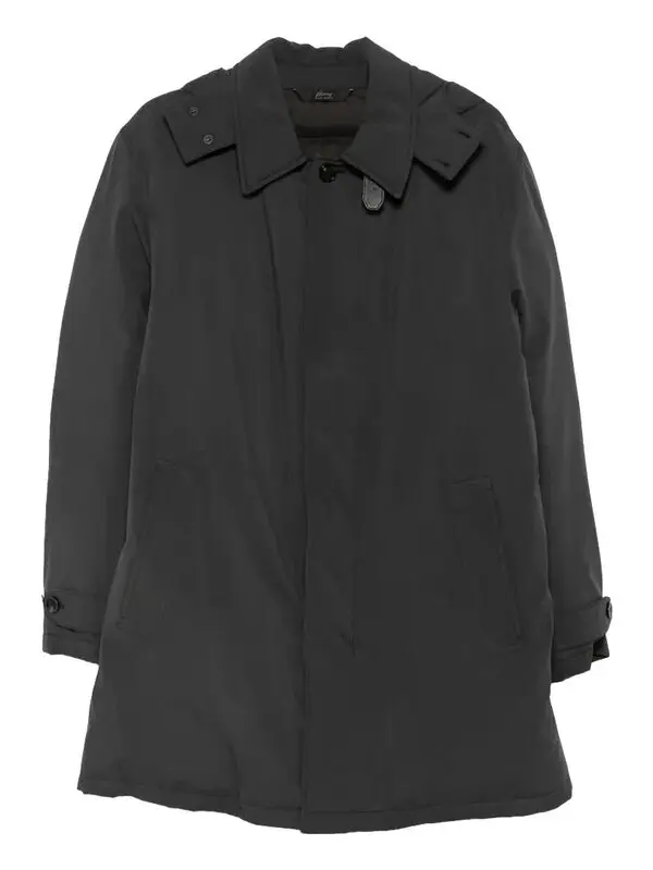 Brioni Hooded Button-up Coat - Black