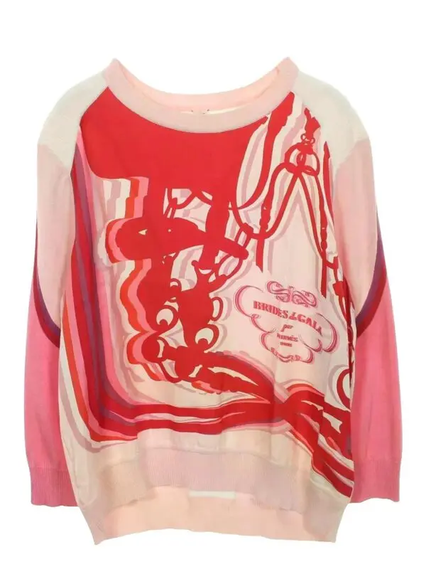 Hermès Brides De Gala Printed Fine Knit Sweater - Pink