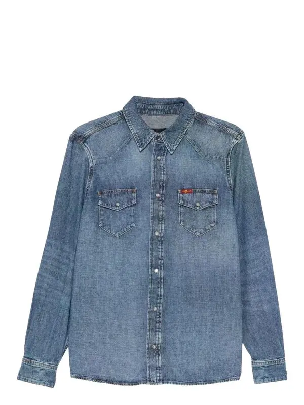 7 For All Mankind Western Denim Shirt - Blue