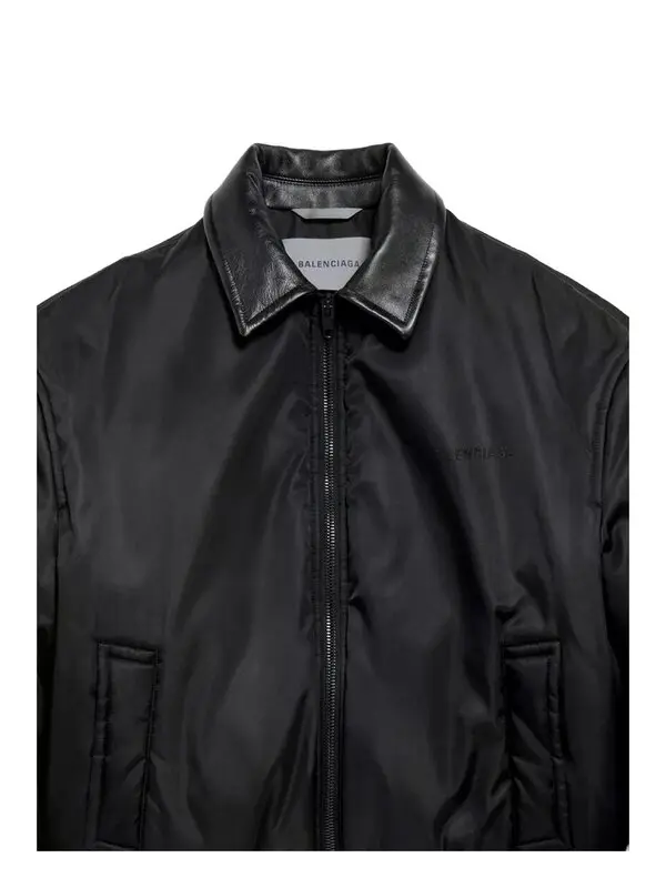 Balenciaga Cocoon Leather-collar Bomber Jacket - Black