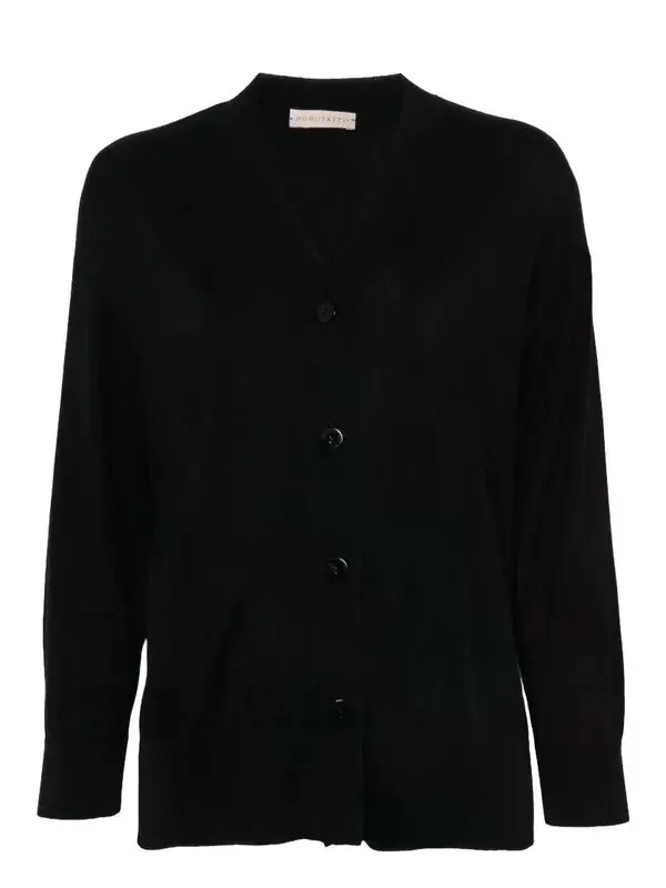 PUROTATTO Fine Knit V-neck Cardigan - Black