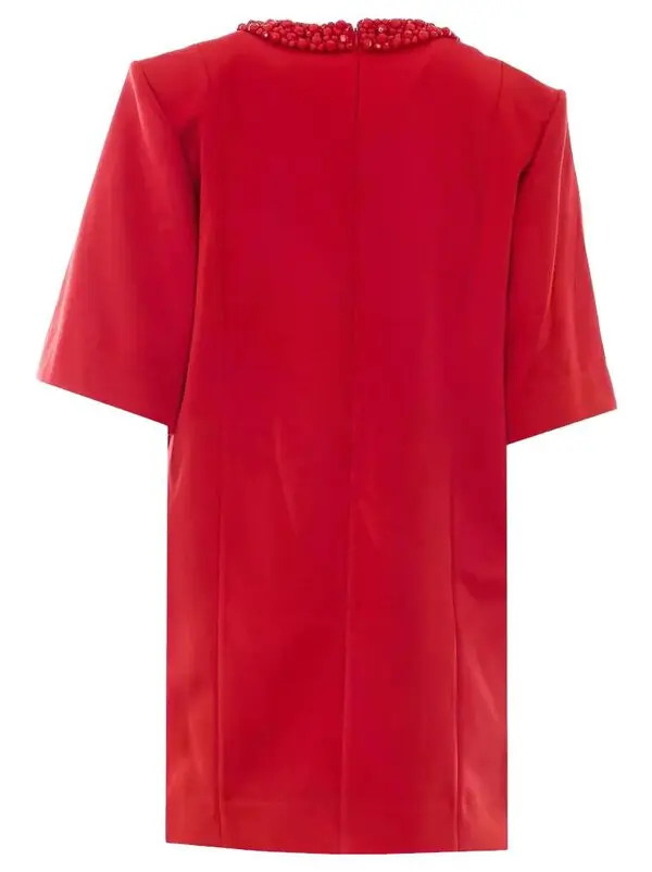 Essentiel Antwerp Kaylin Bead-embellished Crewneck Dress - Red