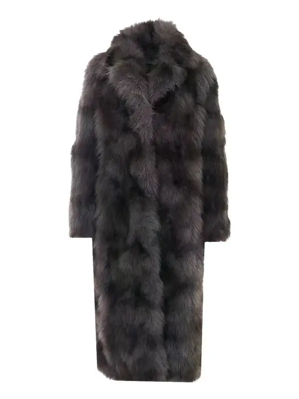 SWORD 6644 Shearling-texture Notch-lapel Coat - Grey