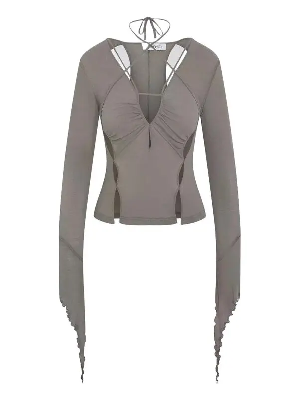 SRVC STUDIO Cut-out Ruched Top - Grey