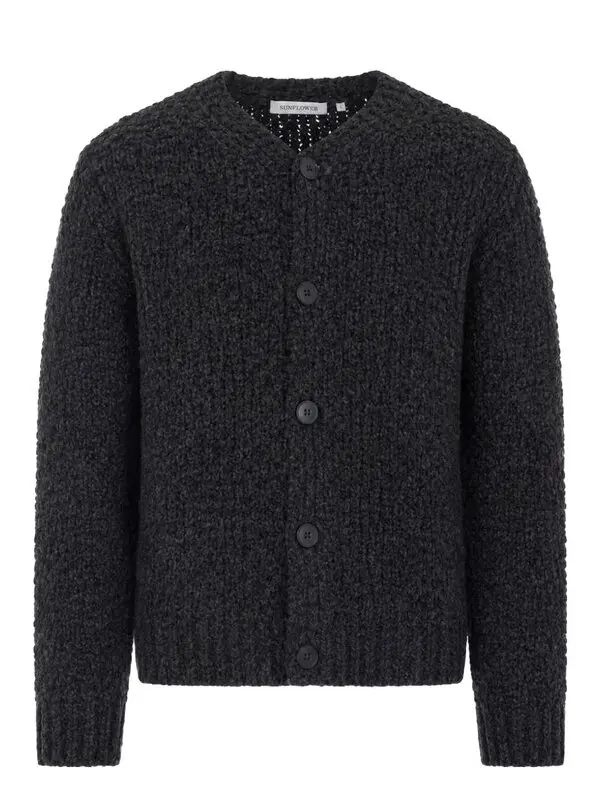SUNFLOWER Bouclé-knit V-neck Cardigan - Black
