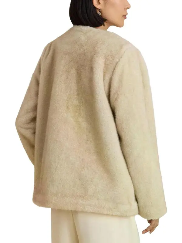 Ralph Lauren Round Neck Faux Fur Coat - Neutrals