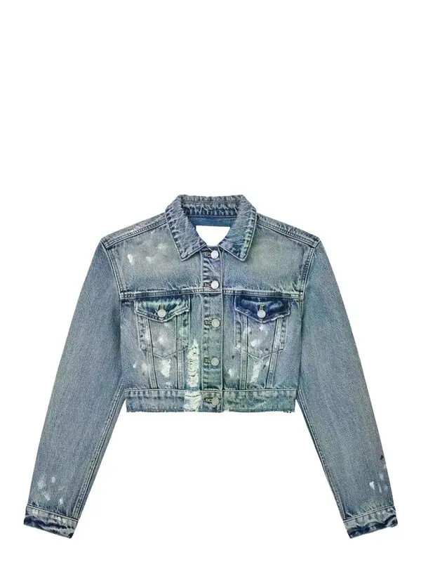 PURPLE BRAND Paint-splatter Denim Jacket - Blue