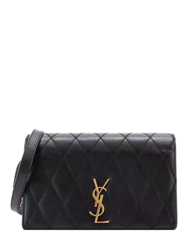 Saint Laurent Angie Chain Shoulder Bag Quilted Leather Small Crossbody Bag - Black