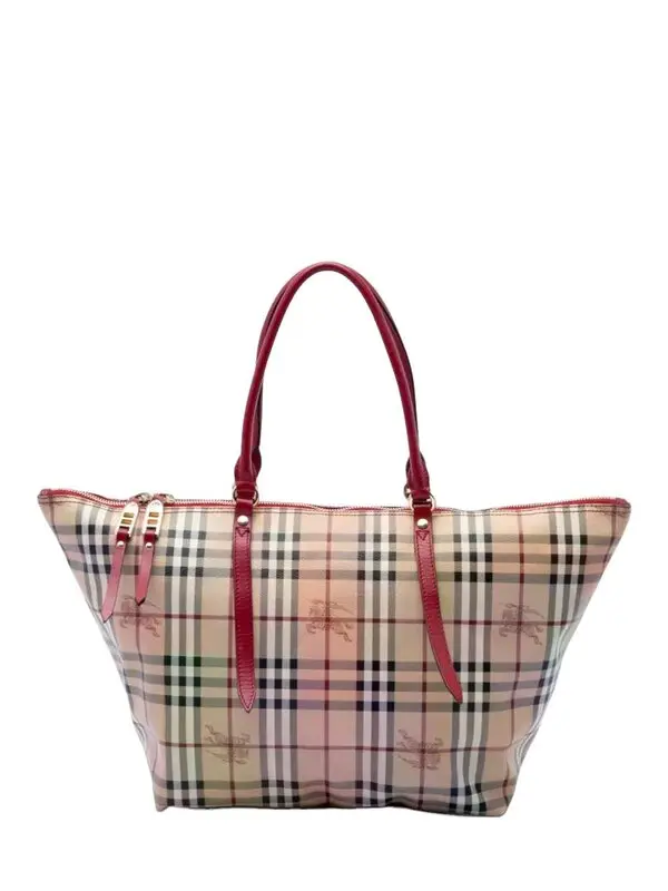 Burberry Haymarket Check Coated Canvas Tote Bag - Neutrals